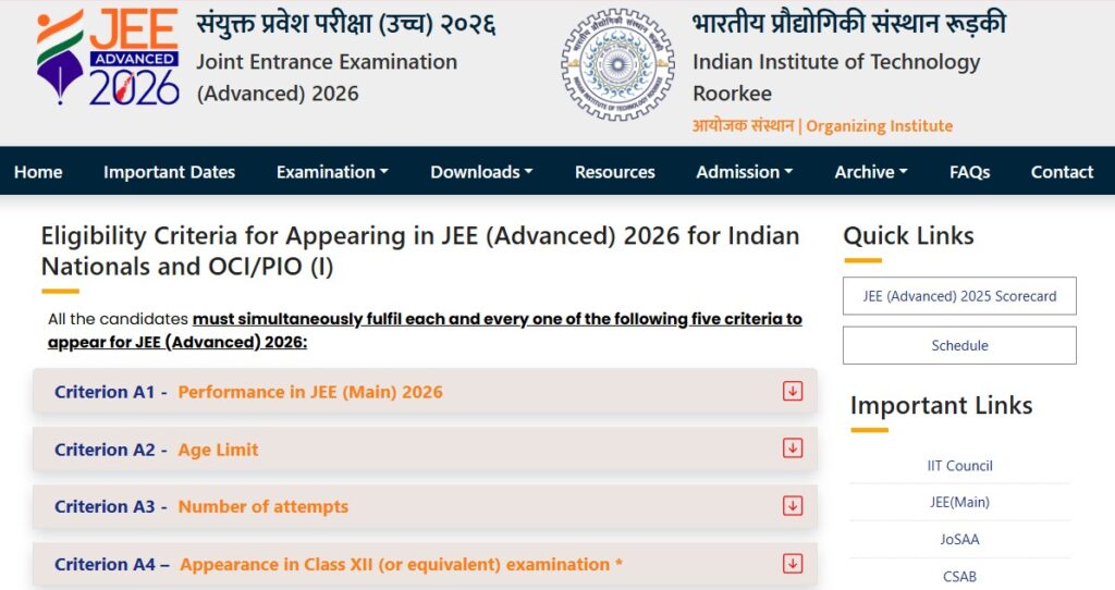 JEE Advanced 2026 Eligibility Criteria – Exam on May 17 - Yuva Career